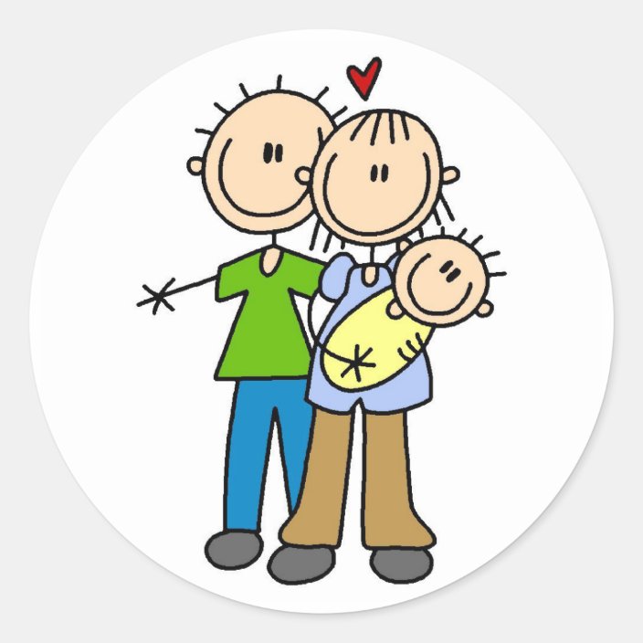 New Parents with Baby Tshirts and Gifts Classic Round Sticker | Zazzle.com