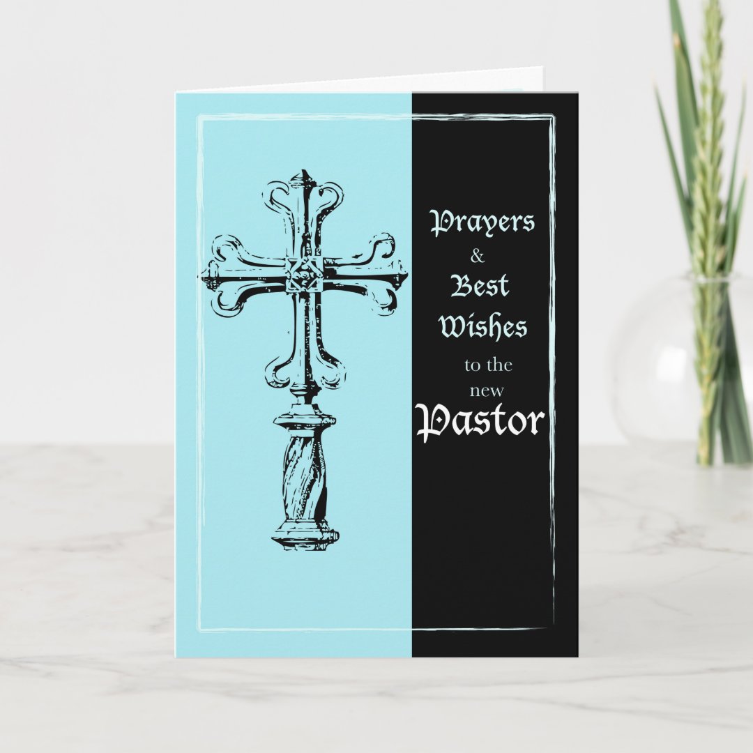 New Pastor Ordination Congratulations Cross on Blu Card | Zazzle
