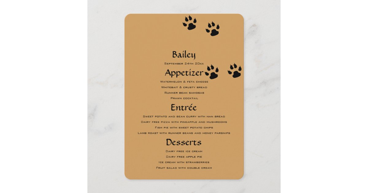 New Pet Menu Template | Zazzle
