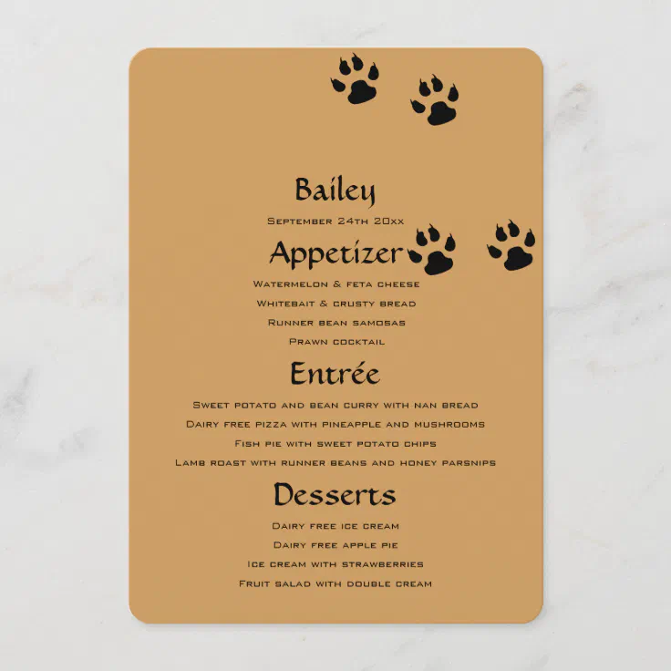 New Pet Menu Template | Zazzle