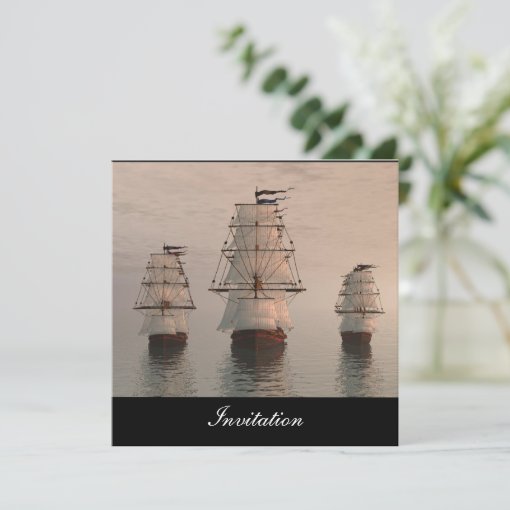 New Popular Invitation Three Sailing Ships | Zazzle