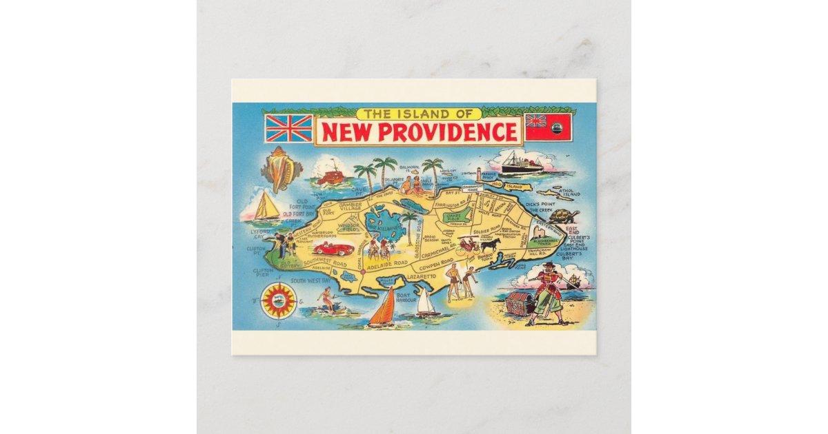 New Providence Bahamas Map Postcard | Zazzle