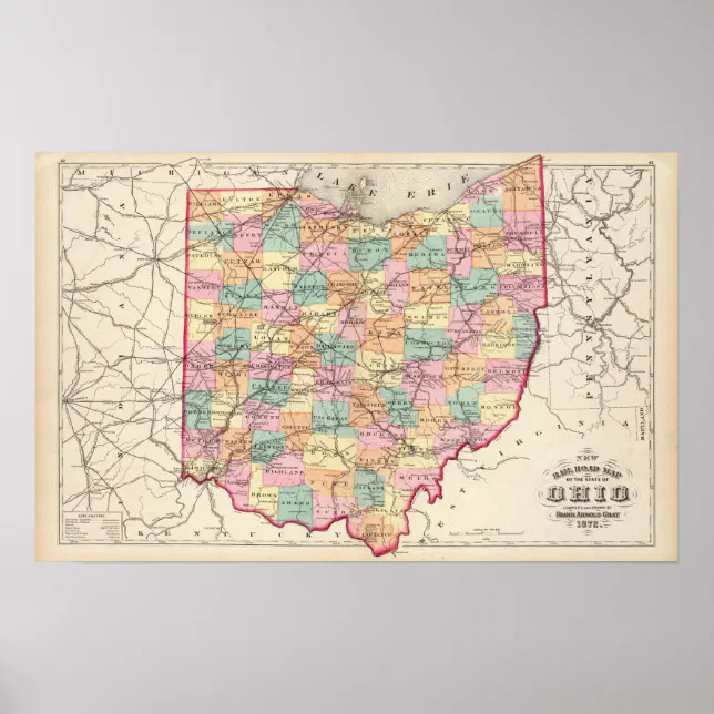 New rail road map of the State of Ohio Poster | Zazzle