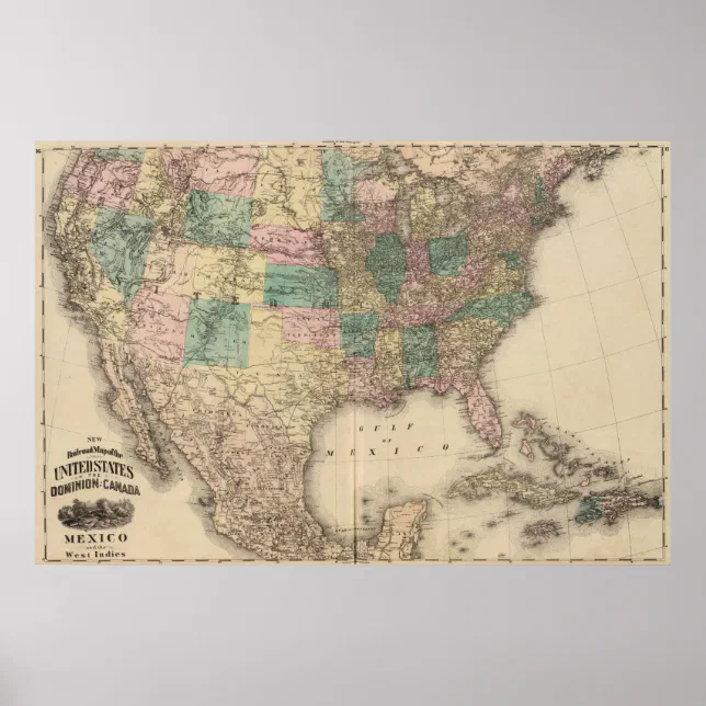 New railroad map of the United States 3 Poster | Zazzle