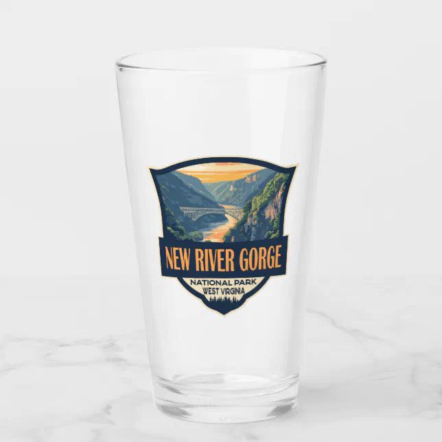 New River Gorge National Park Illustration Retro Glass | Zazzle