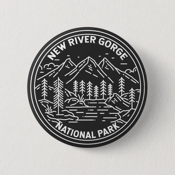 New River Gorge National Park Monoline Button | Zazzle