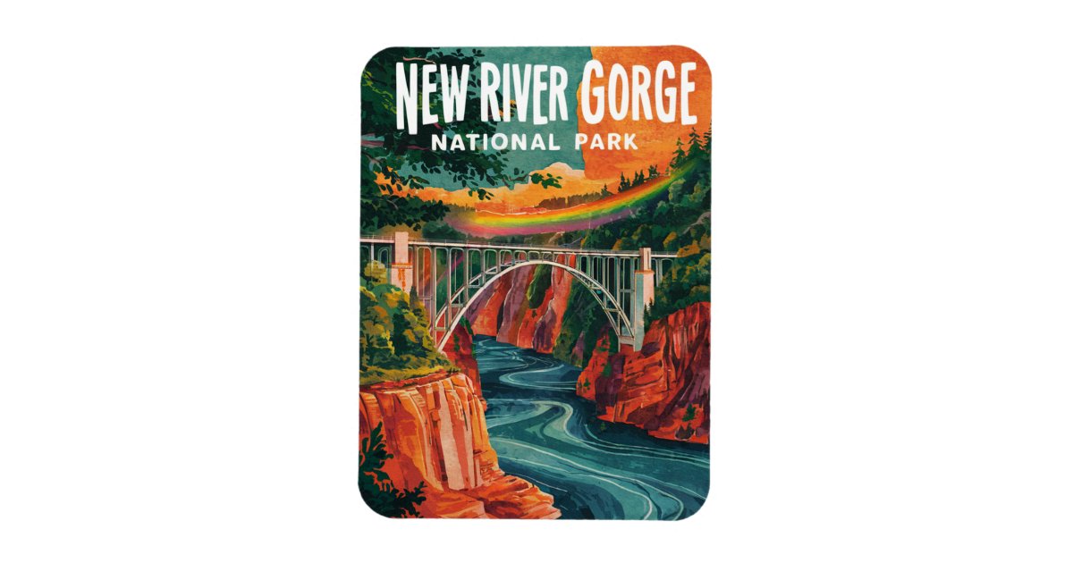 New River Gorge National Park Watercolor Design Magnet | Zazzle