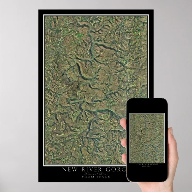 New River Gorge National River Satellite Map Poster | Zazzle