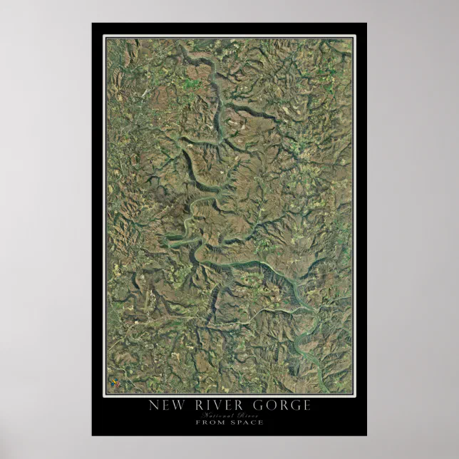 New River Gorge National River Satellite Map Poster | Zazzle
