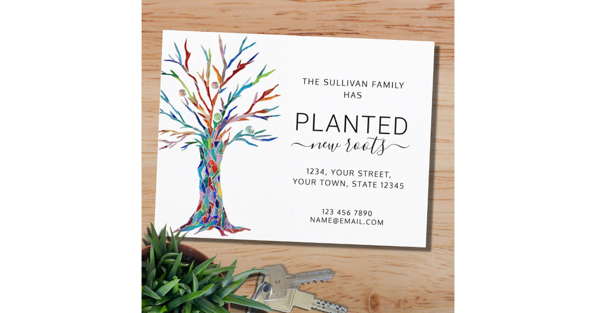 New Roots Tree Moving Announcement Postcard | Zazzle