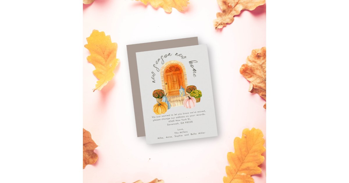 New Season New Home Fall Moving Announcement Card | Zazzle