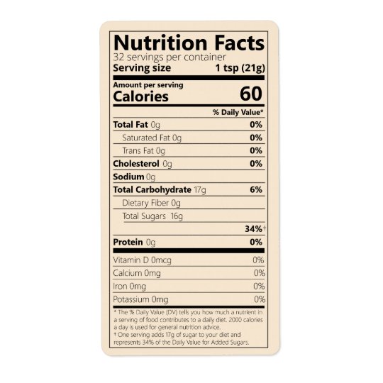 New Single-Ingredient Sugar Nutrition Facts Label | Zazzle.com