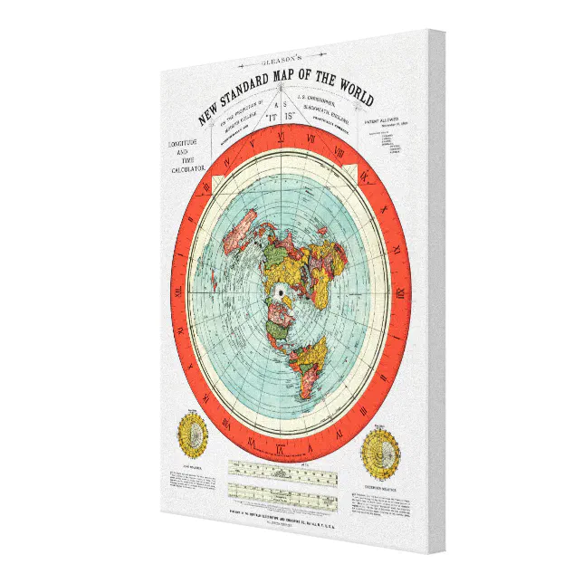 New Standard Map of the World Flat Earth Earther Canvas Print | Zazzle