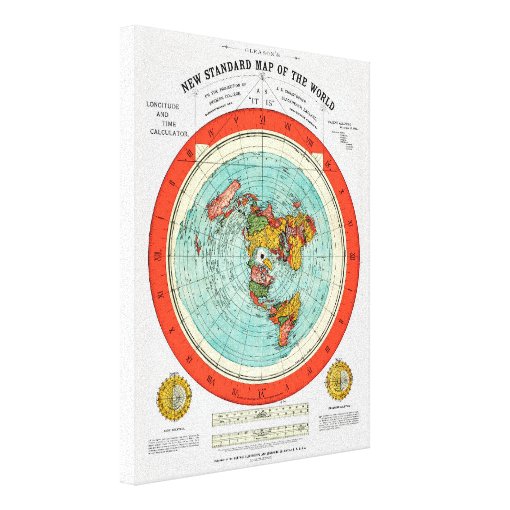 New Standard Map of the World Flat Earth Earther Canvas Print | Zazzle