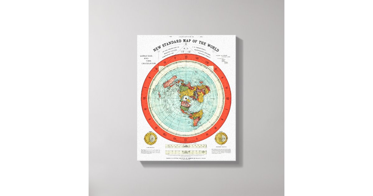 New Standard Map of the World Flat Earth Earther Canvas Print | Zazzle