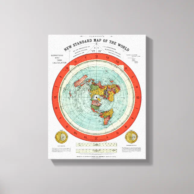 New Standard Map of the World Flat Earth Earther Canvas Print | Zazzle