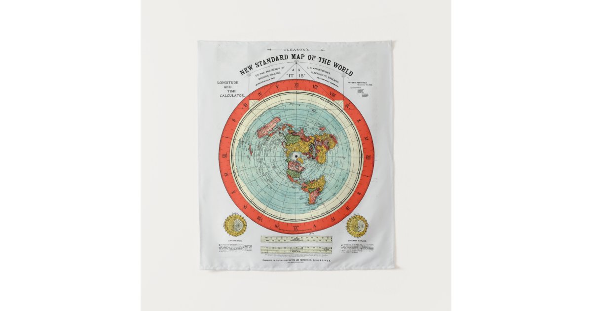 New Standard Map of the World Flat Earth Earther Tapestry | Zazzle
