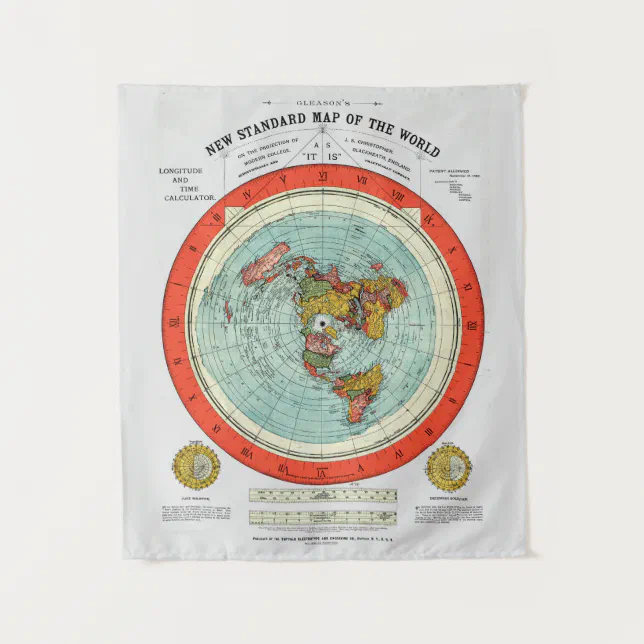 New Standard Map of the World Flat Earth Earther Tapestry | Zazzle