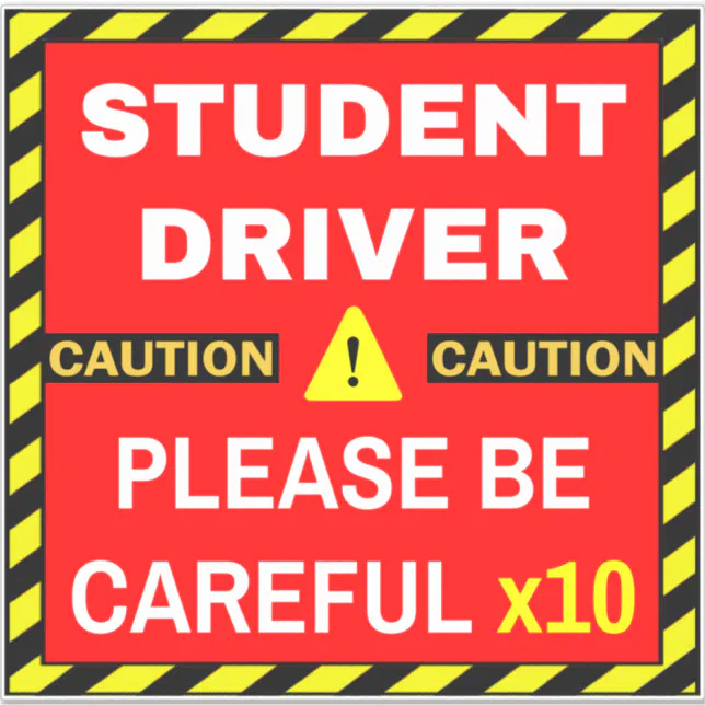 New Student Driver (Red Caution / Warning Sign) Sticker | Zazzle