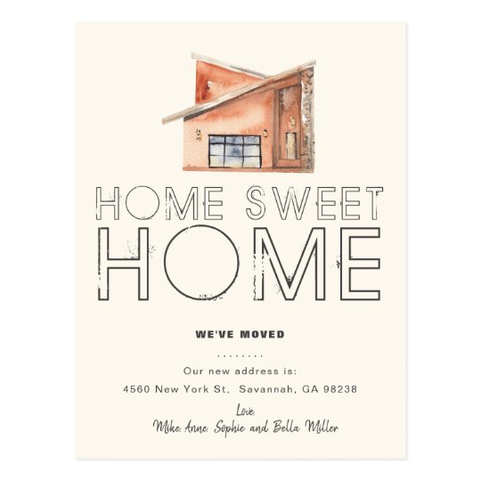 New Sweet Home Typography Moving Announcement Postcard | Zazzle.com