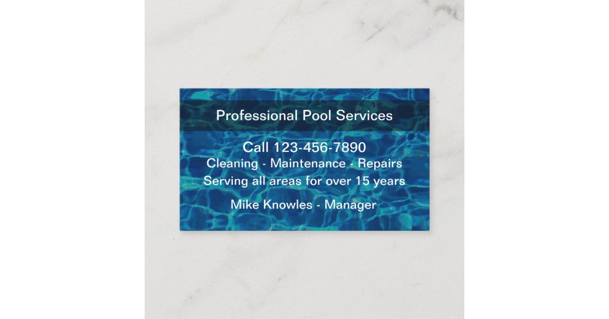 New Swimming Pool Service Modern Business Card | Zazzle
