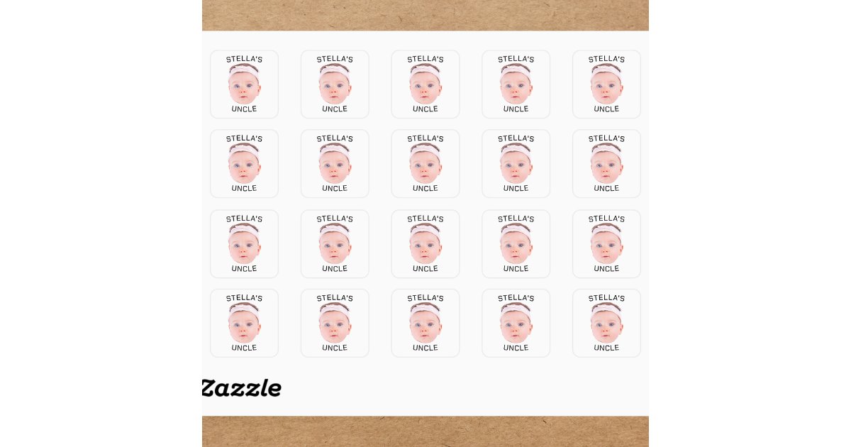 New Uncle Gift, Custom Baby Face Photo Gift Square Sticker | Zazzle