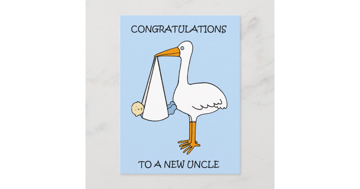 New Uncle to Baby Boy Congratulations Postcard | Zazzle