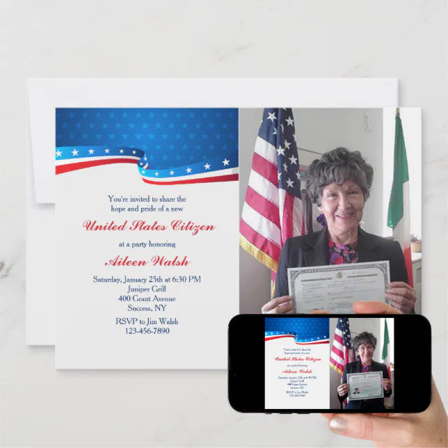 New US Citizen Party Photo Invitation | Zazzle