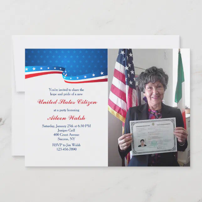 New US Citizen Party Photo Invitation | Zazzle