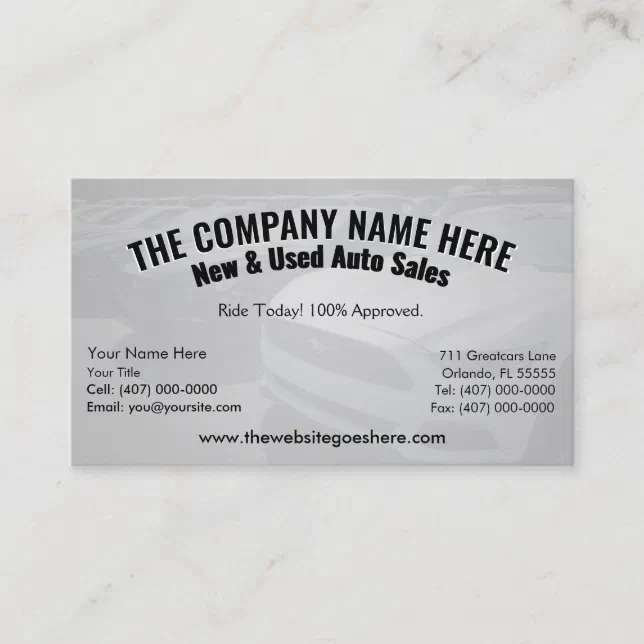 New & Used Car Sales - Auto Sales Double Sided Bus Business Card | Zazzle