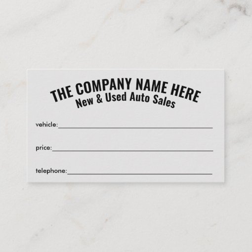 New & Used Car Sales - Auto Sales Double Sided Business Card | Zazzle