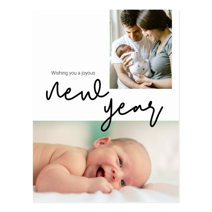 New Year Baby Announcement Birth Stat Modern Photo Postcard | Zazzle.com