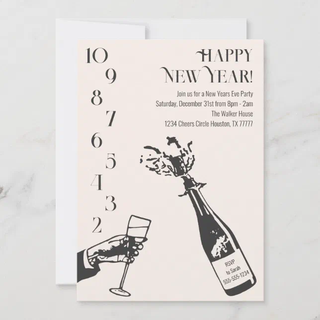 New Year Countdown Champagne Holiday Party Invitation | Zazzle