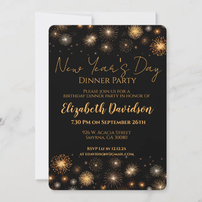New Year Dinner Party Birthday Invitation | Zazzle
