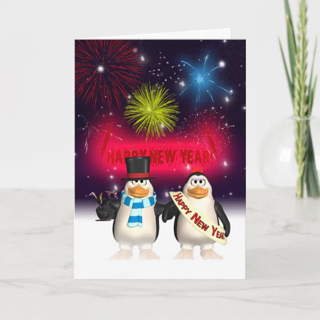 New Year Greeting Card - Happy New Year Penguins | Zazzle