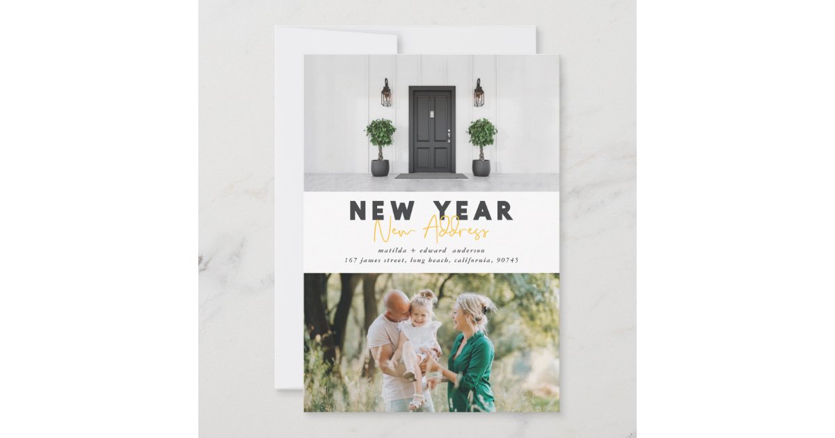 New year new address photo holiday card | Zazzle