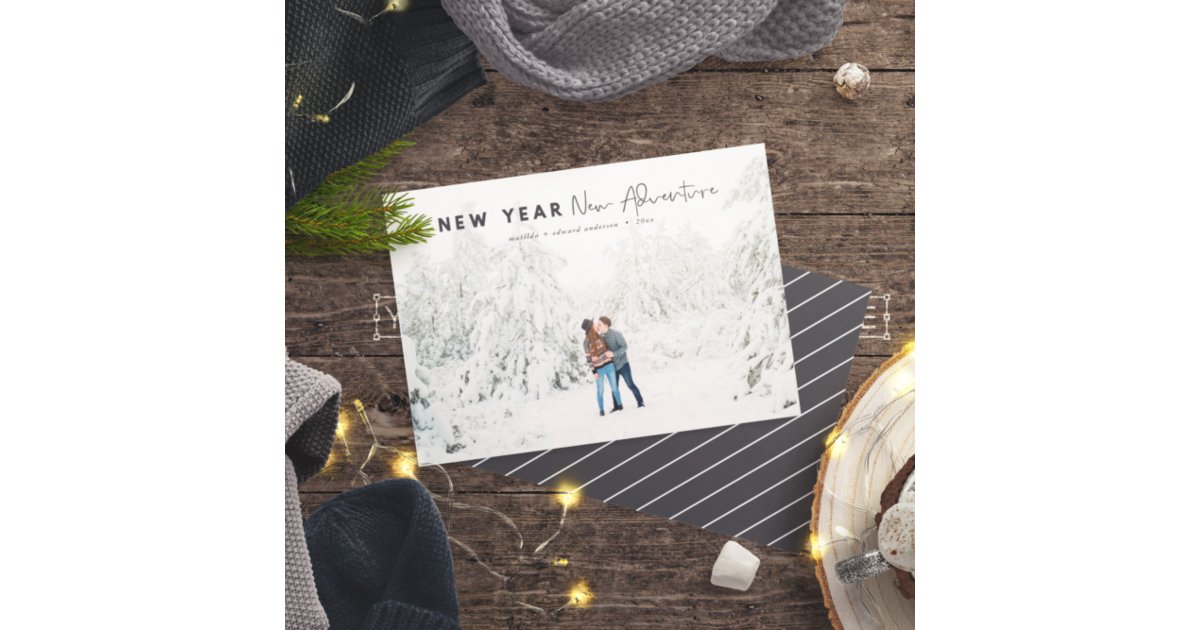 New year new adventure photo holiday card | Zazzle