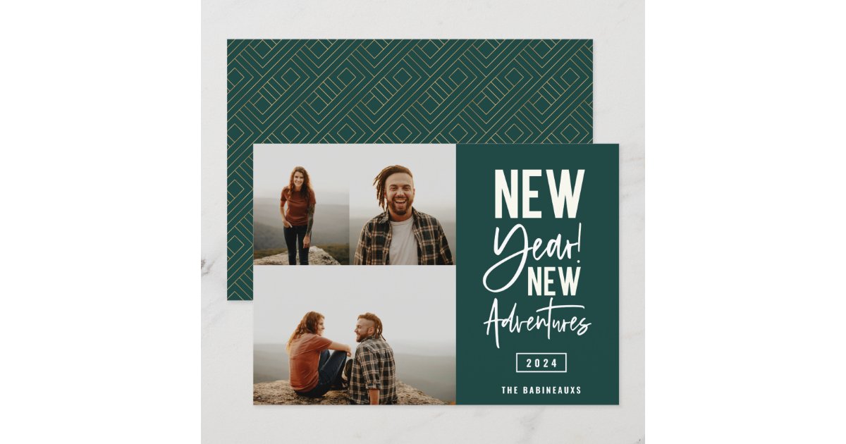 New Year New Adventures Photo Holiday Card | Zazzle