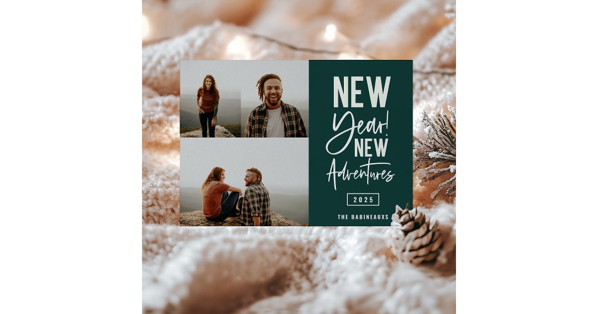 New Year New Adventures Photo Holiday Card | Zazzle