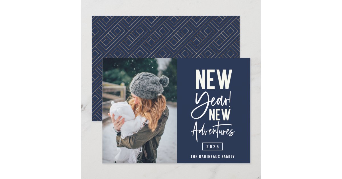 New Year New Adventures Photo Holiday Card | Zazzle