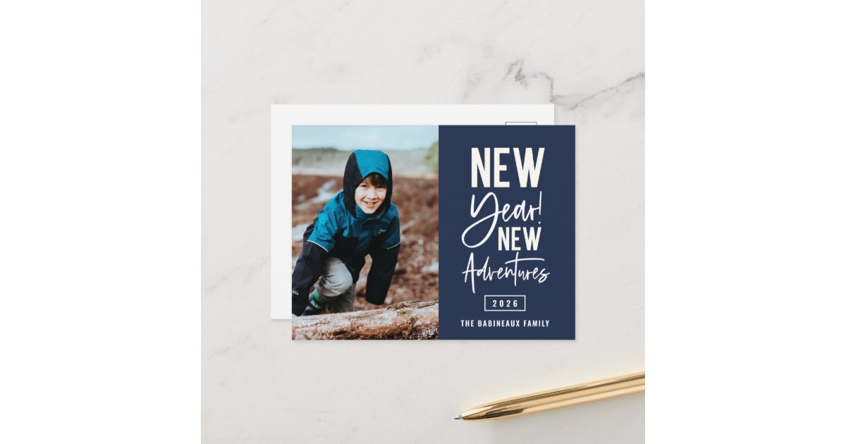 New Year New Adventures Photo Holiday Postcard | Zazzle