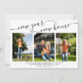 New Year New Home Elegant Script 3 Photo Holiday Card | Zazzle