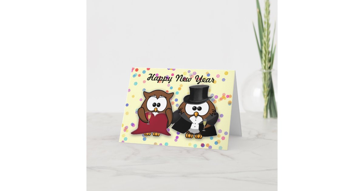 New Year owl Holiday Card | Zazzle