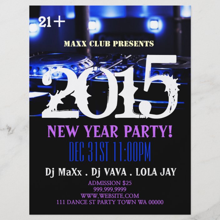 New Year Party Event Announcement DJ CLUB Flyer | Zazzle.com