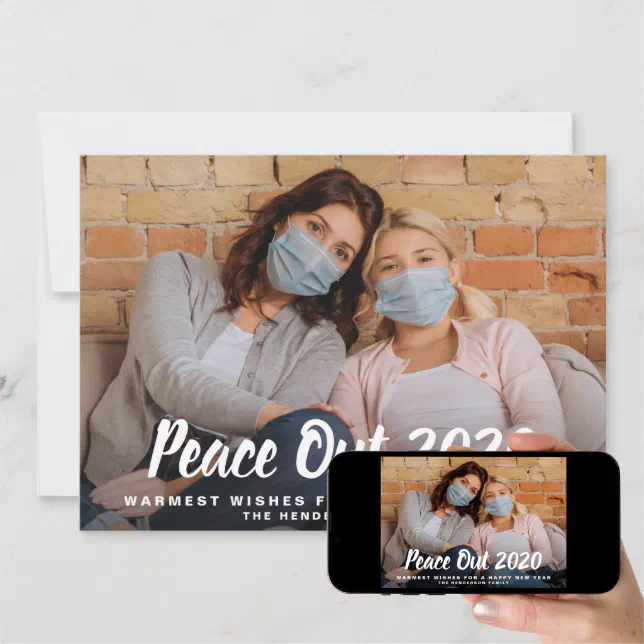 New Year Peace Out 2020 Photo Holiday Card | Zazzle