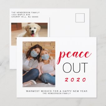 New Year Peace Out 2020 Photo Holiday Postcard | Zazzle