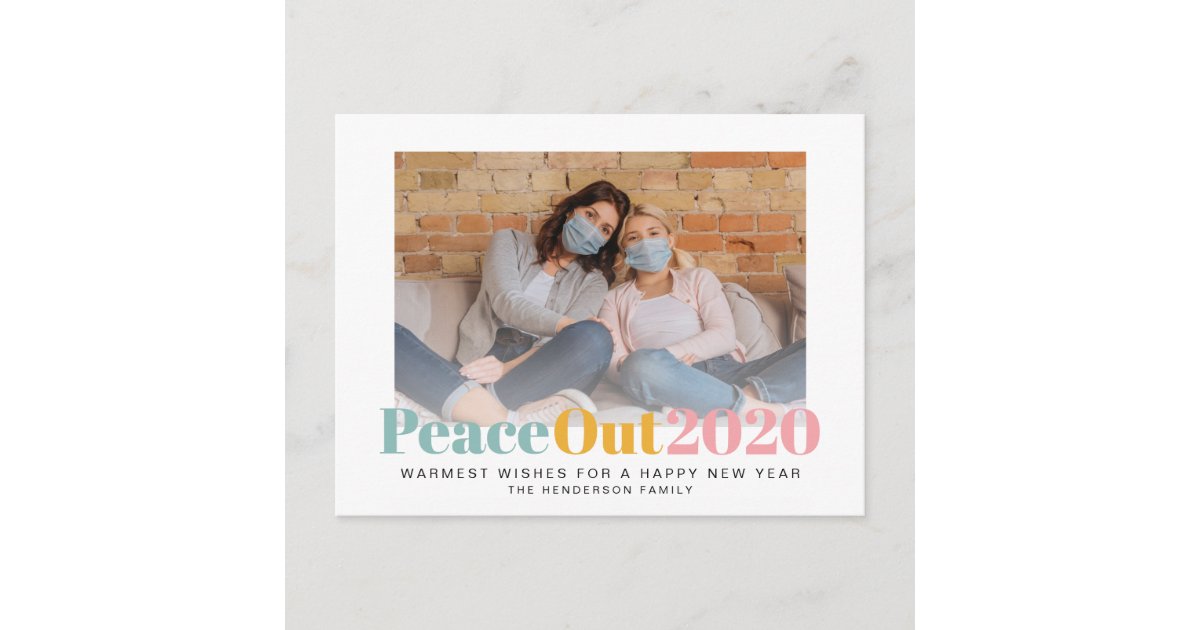 New Year Peace Out 2020 Photos Colorful Holiday Postcard | Zazzle