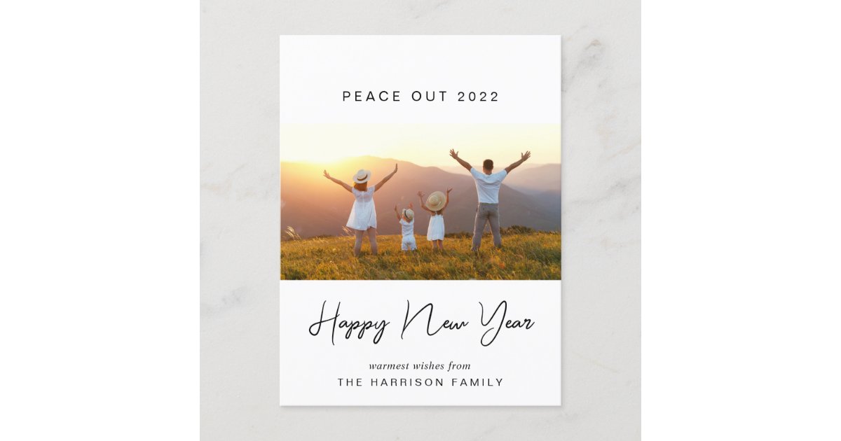 New Year Peace Out 2020 Photos Modern Holiday Postcard | Zazzle