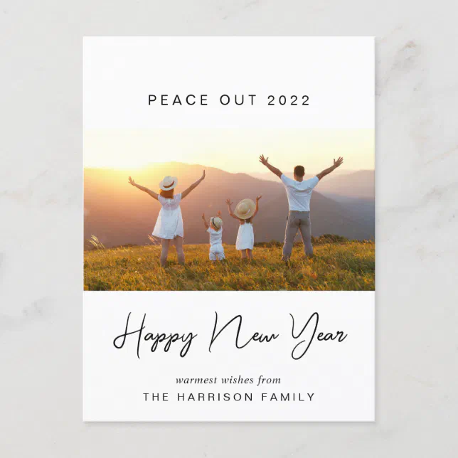 New Year Peace Out 2020 Photos Modern Holiday Postcard | Zazzle