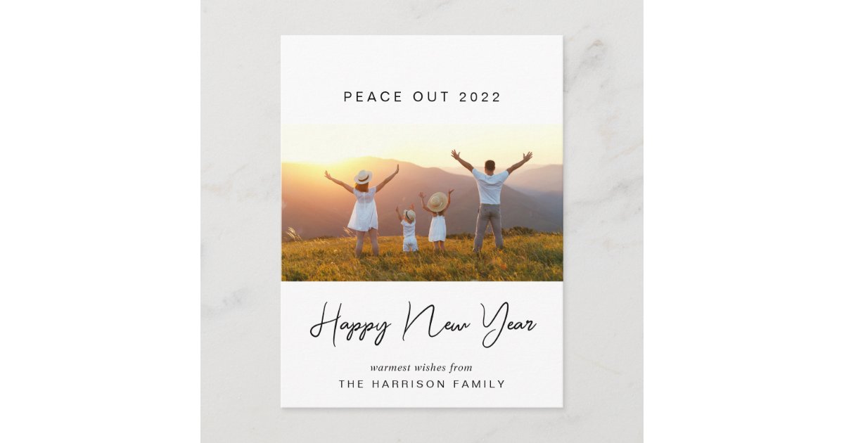 New Year Peace Out 2020 Photos Modern Holiday Postcard | Zazzle